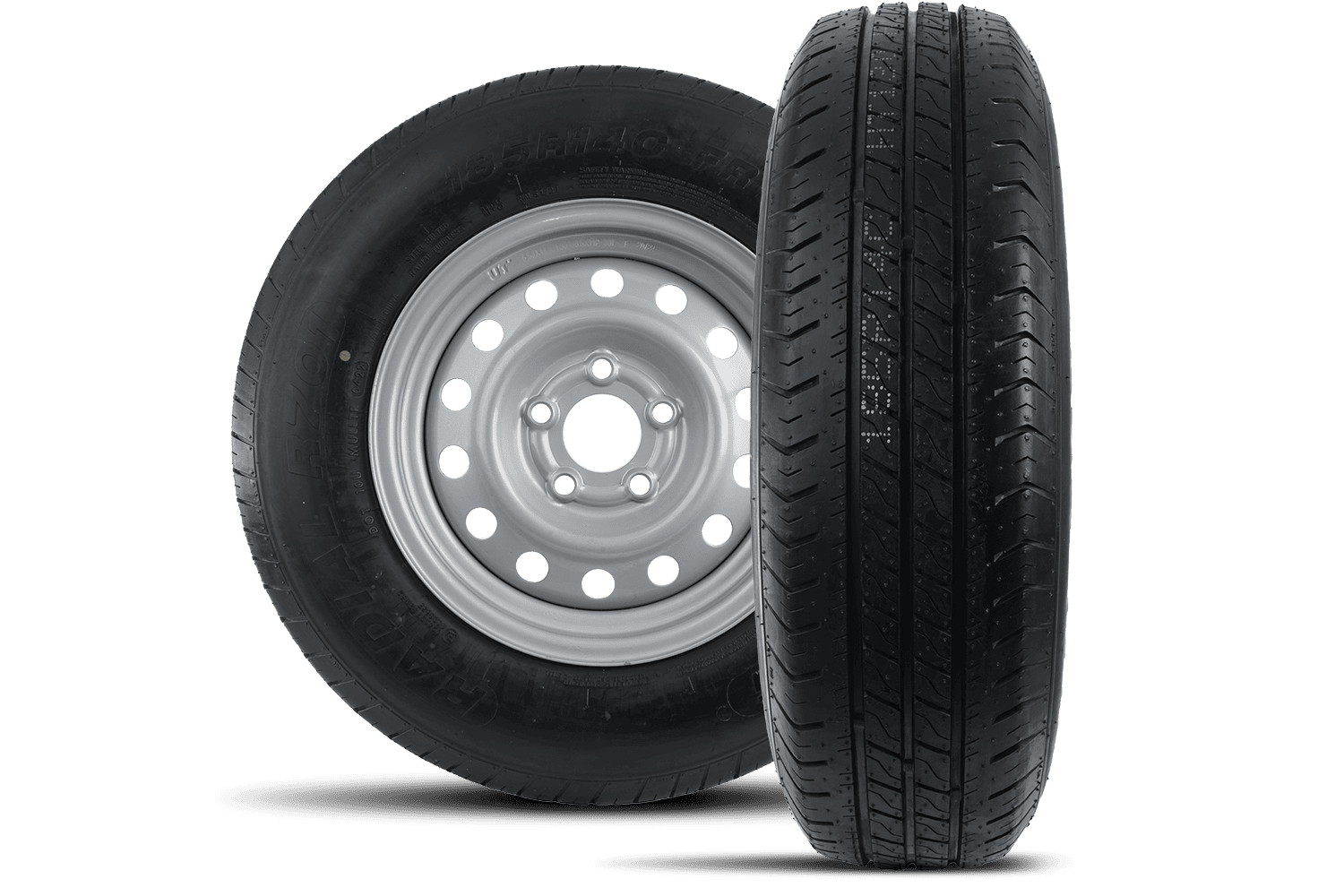 Set of two reinforced wheels for trailer LINGLONG TIRE 185/80 R14C 104/102N UNITRAILER RIM 5 ...