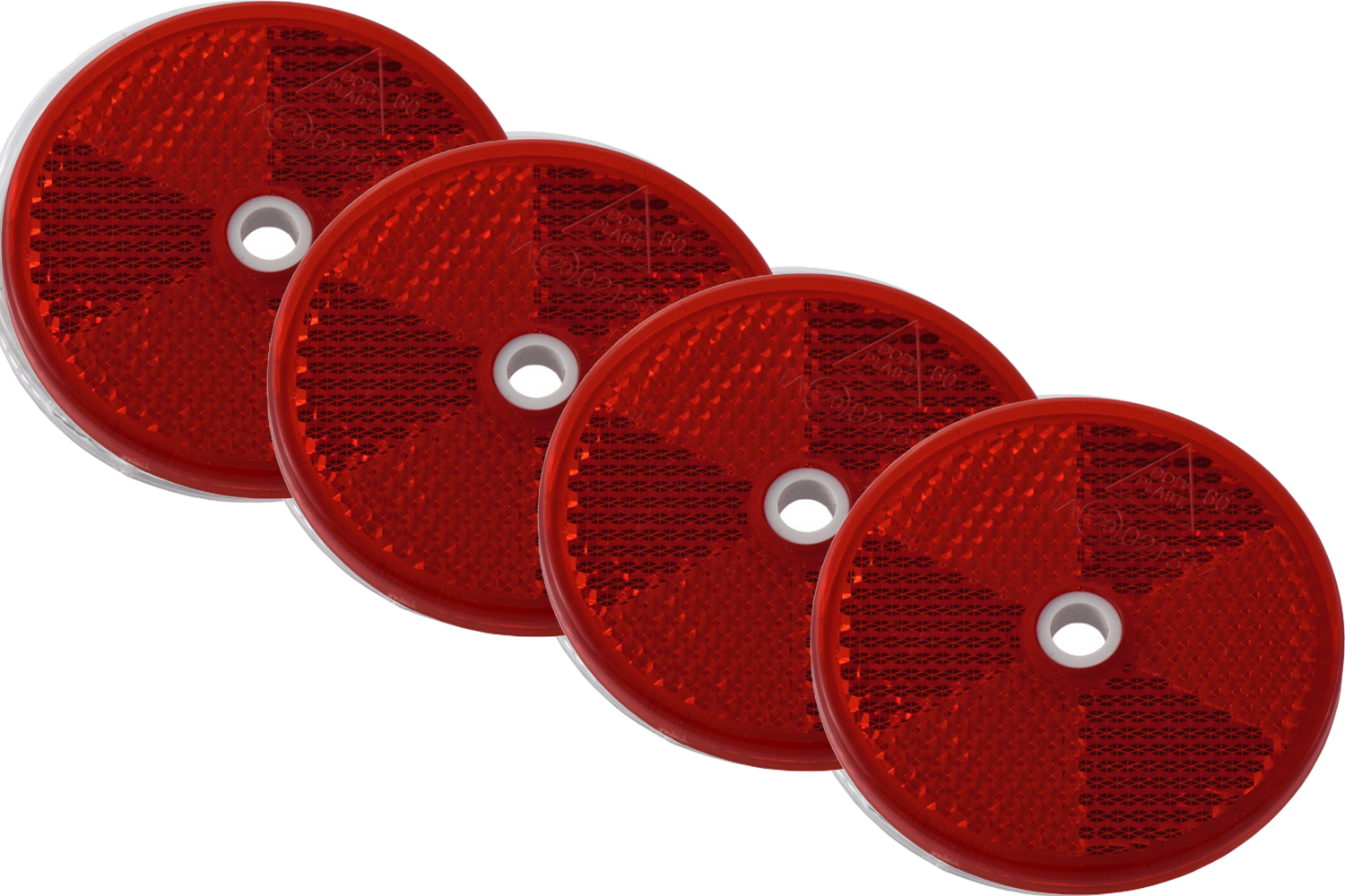 Round reflectors with holes, red DOBPLAST 60 mm, set of 4 reflectors - UNITRAILER