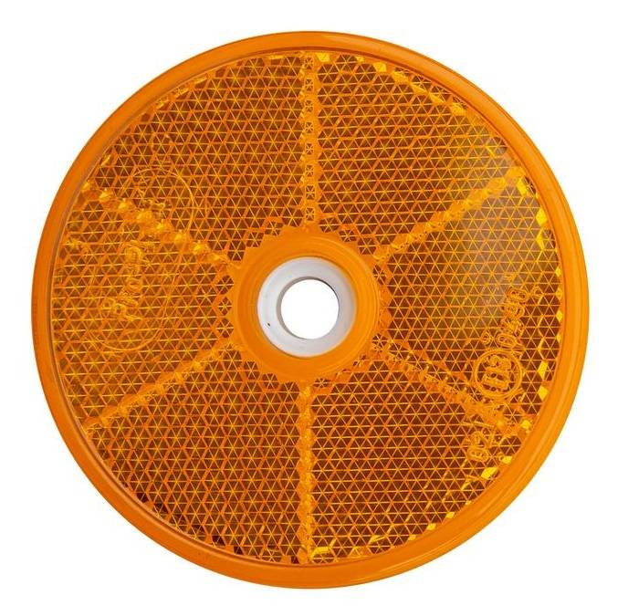 Round orange reflector 60 mm with 6 mm mounting hole