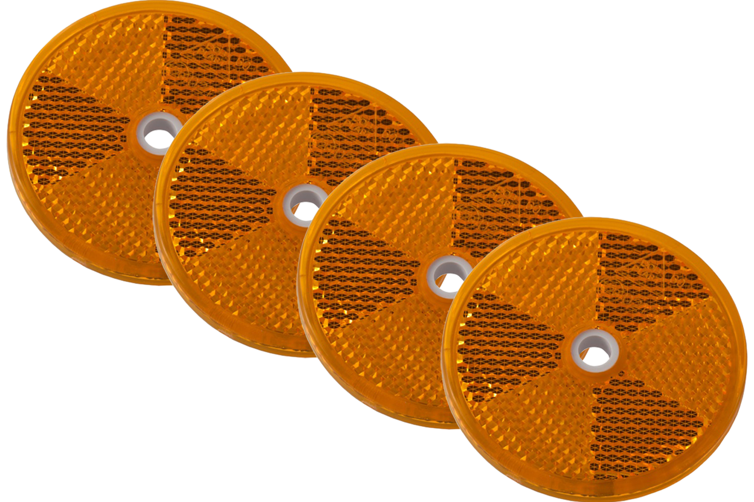 Yellow trailer reflectors fi 60 mm with holes - set of 4 pieces ...