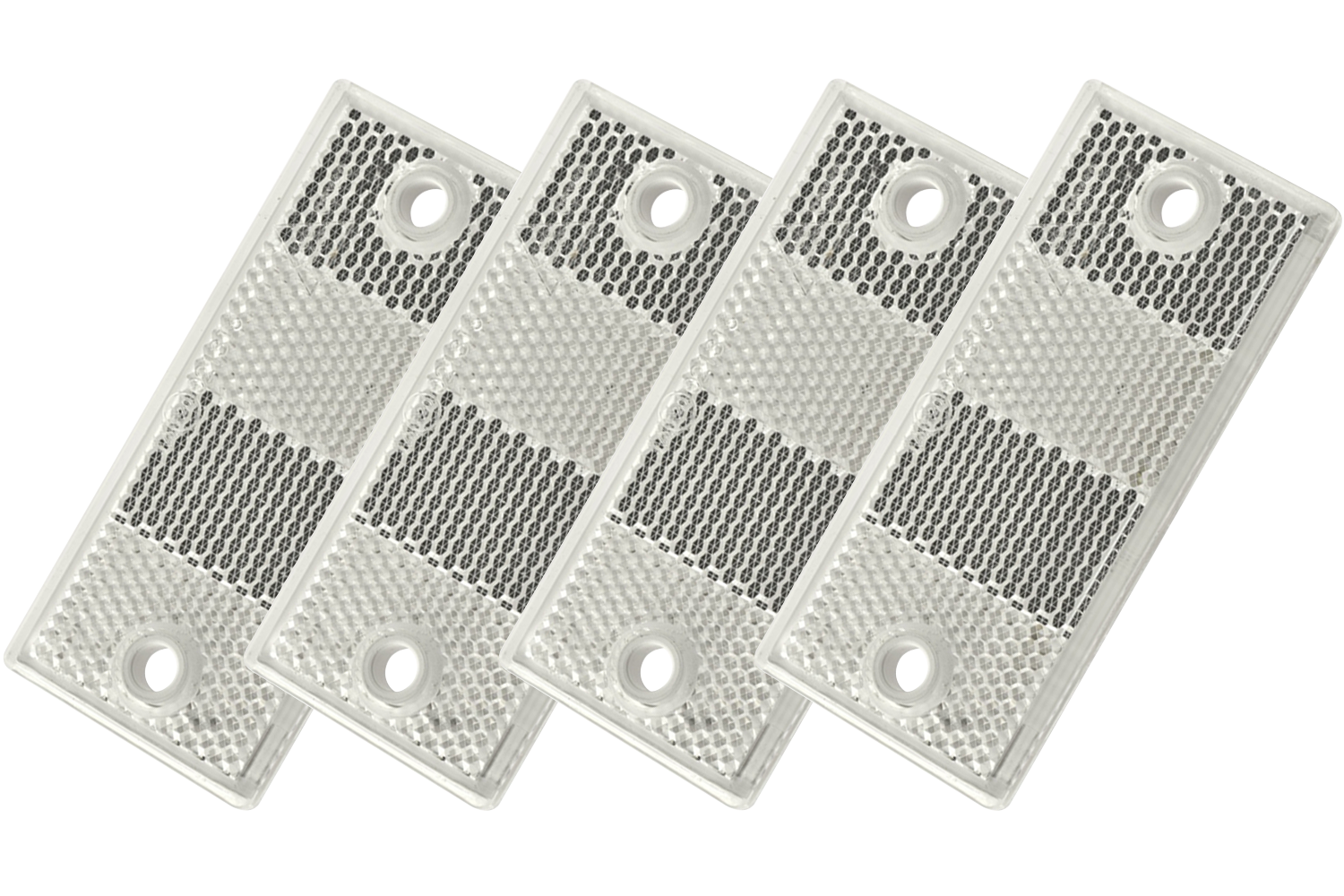 Rectangular white reflectors with holes DOBPLAST 90x40mm SET 4x reflectors - UNITRAILER