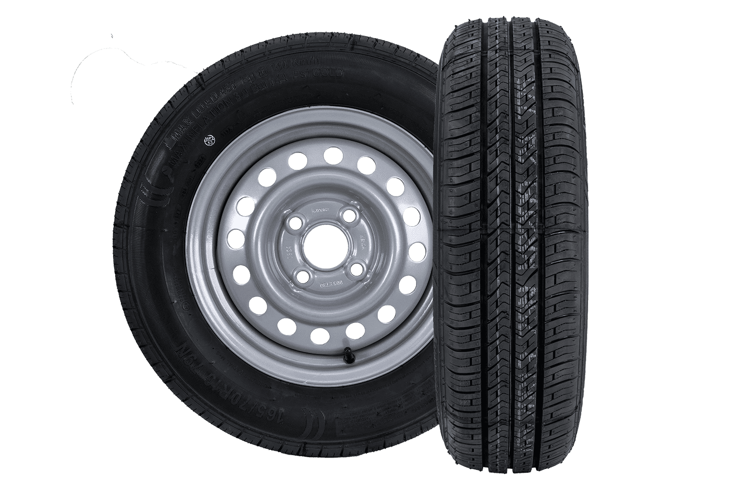 Set of two wheels for the trailer TIRE KENDA 165/70 R13 79N RIM KENDA ...