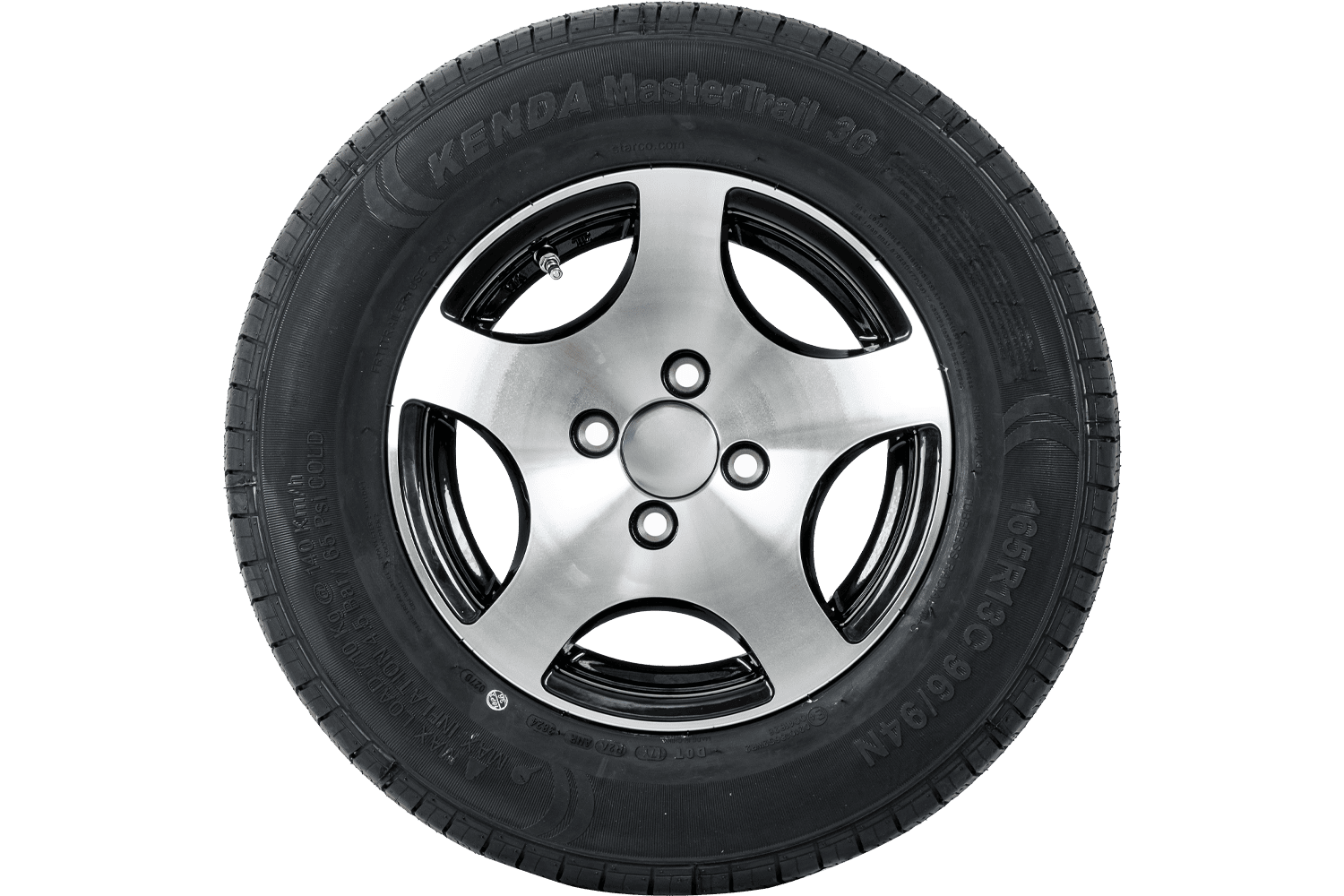 Reinforced wheel for trailer TIRE KENDA 165/80 R13C 96/94N ALU RIM STARCO polished 5Jx13"H2 ...